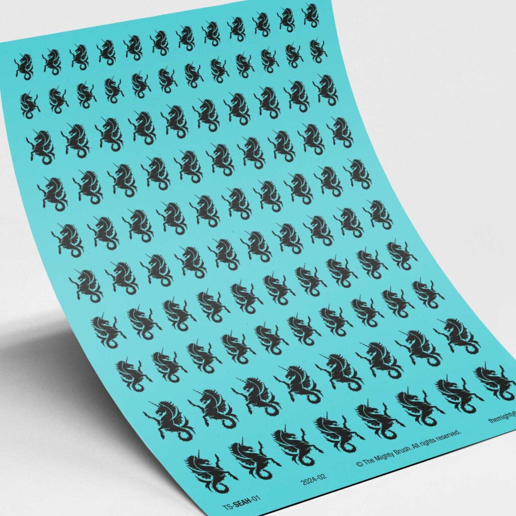 Heraldic Seahorse Waterslide Transfers Decals » The Mighty Brush